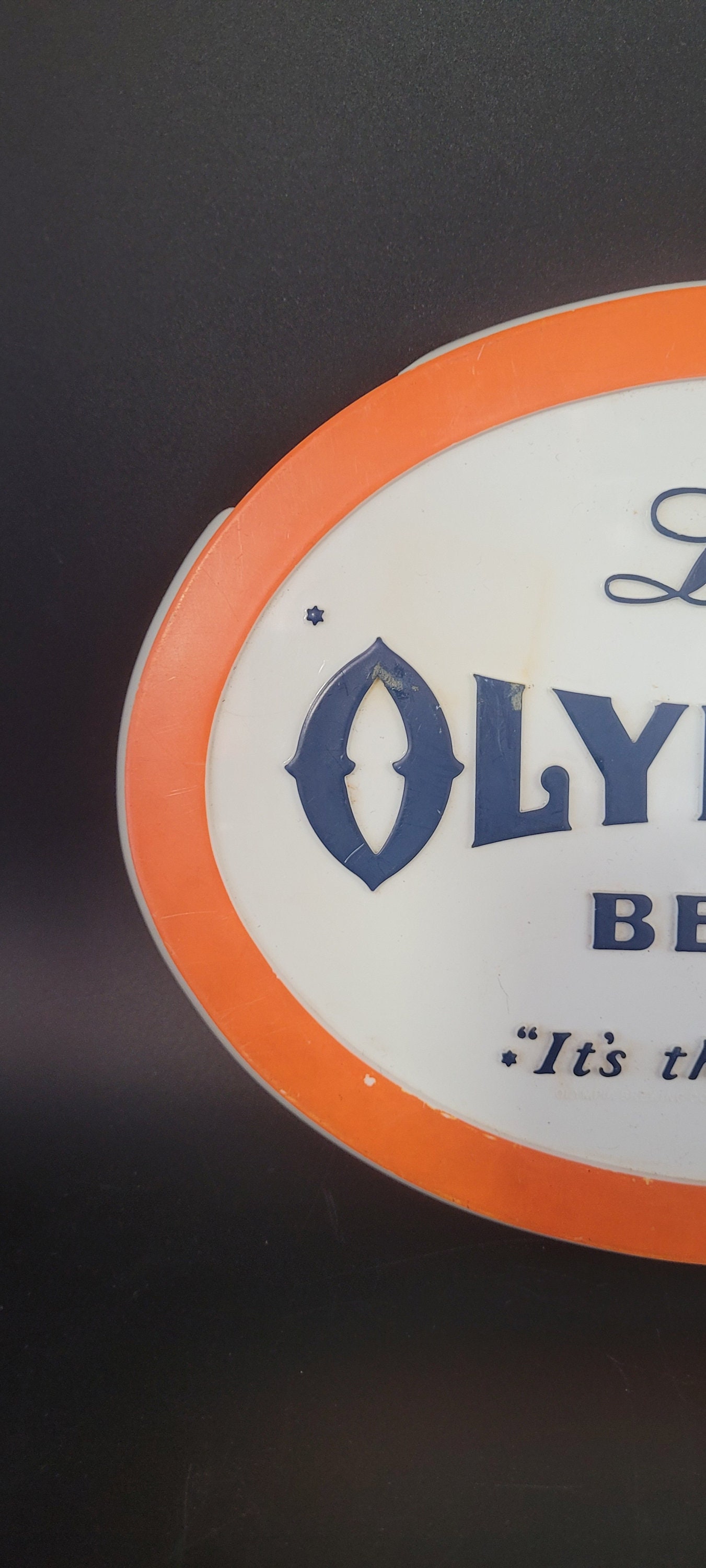 Vintage Olympia Light Beer Sign, Oval Plastic Olympia Beer Sign ...