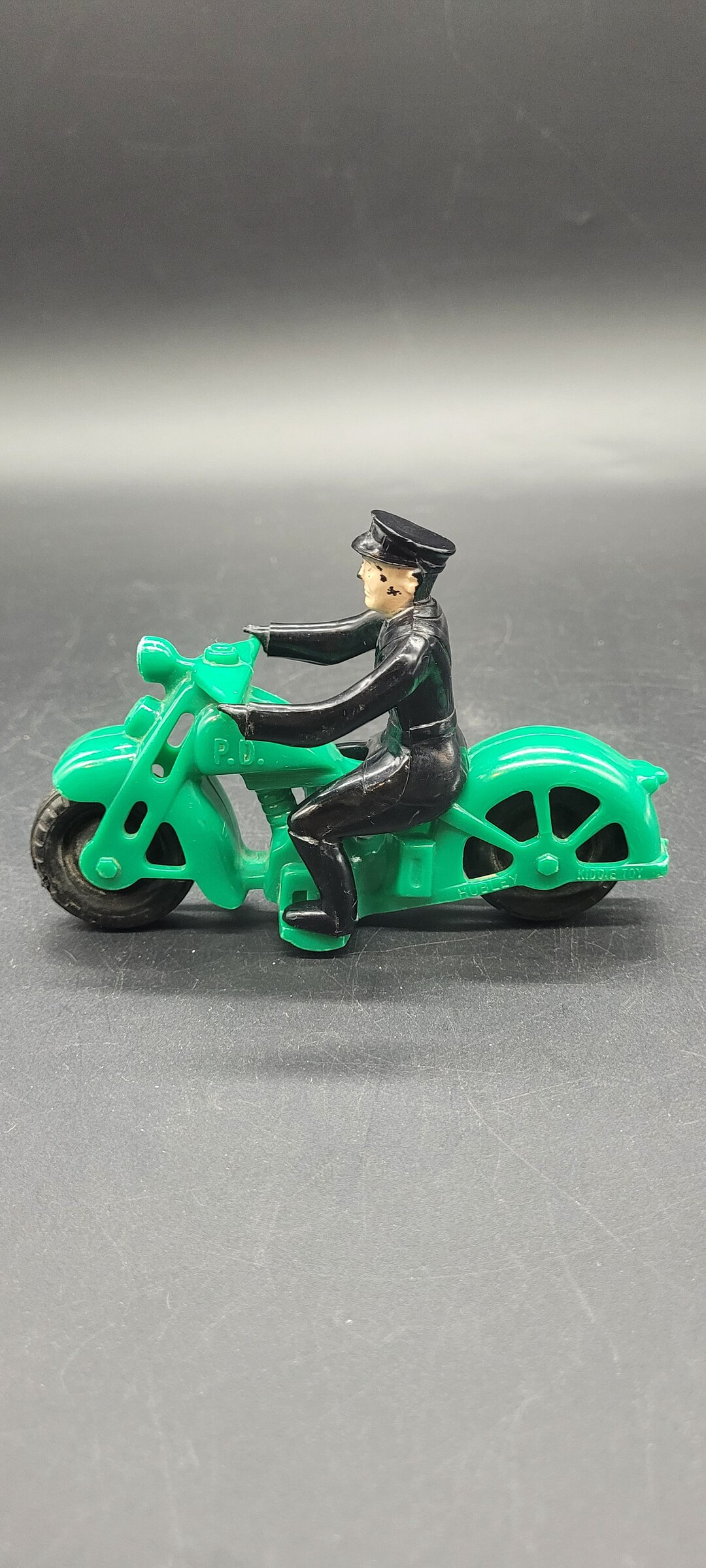 Vintage Hubley Kidde Toy Green Police Motorcycle With Policeman ...