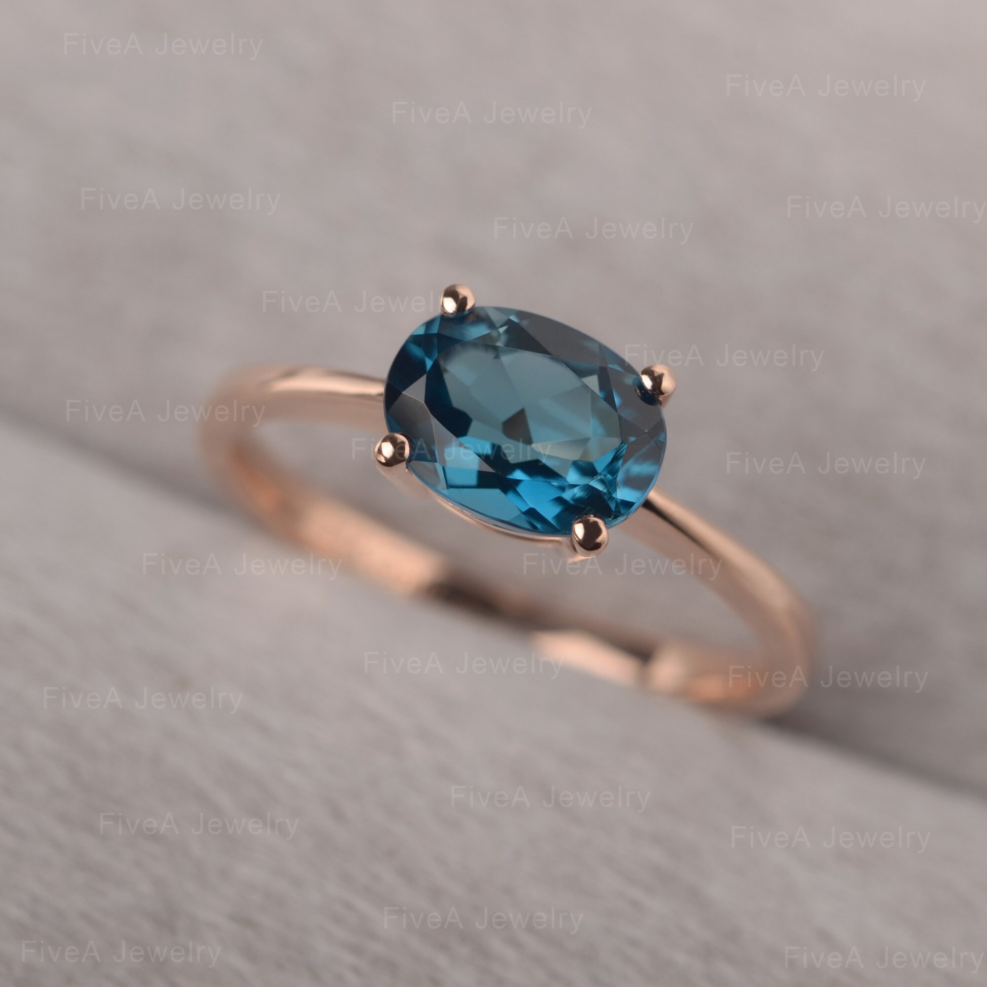 London Blue Topaz Ring Oval Cut Solitaire Ring Minimalist | Etsy