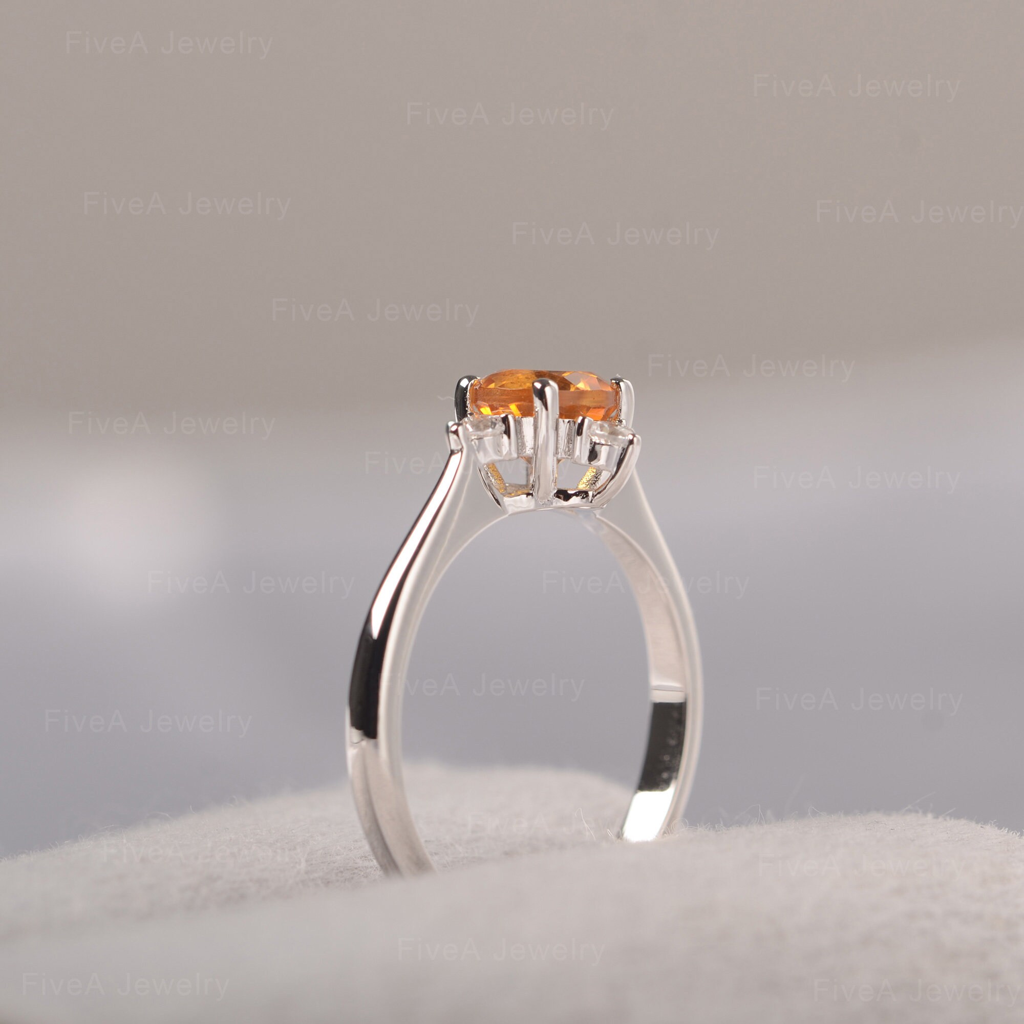 Real Citrine Polaris Ring Round Cut Cluster Engagement Ring - Etsy UK