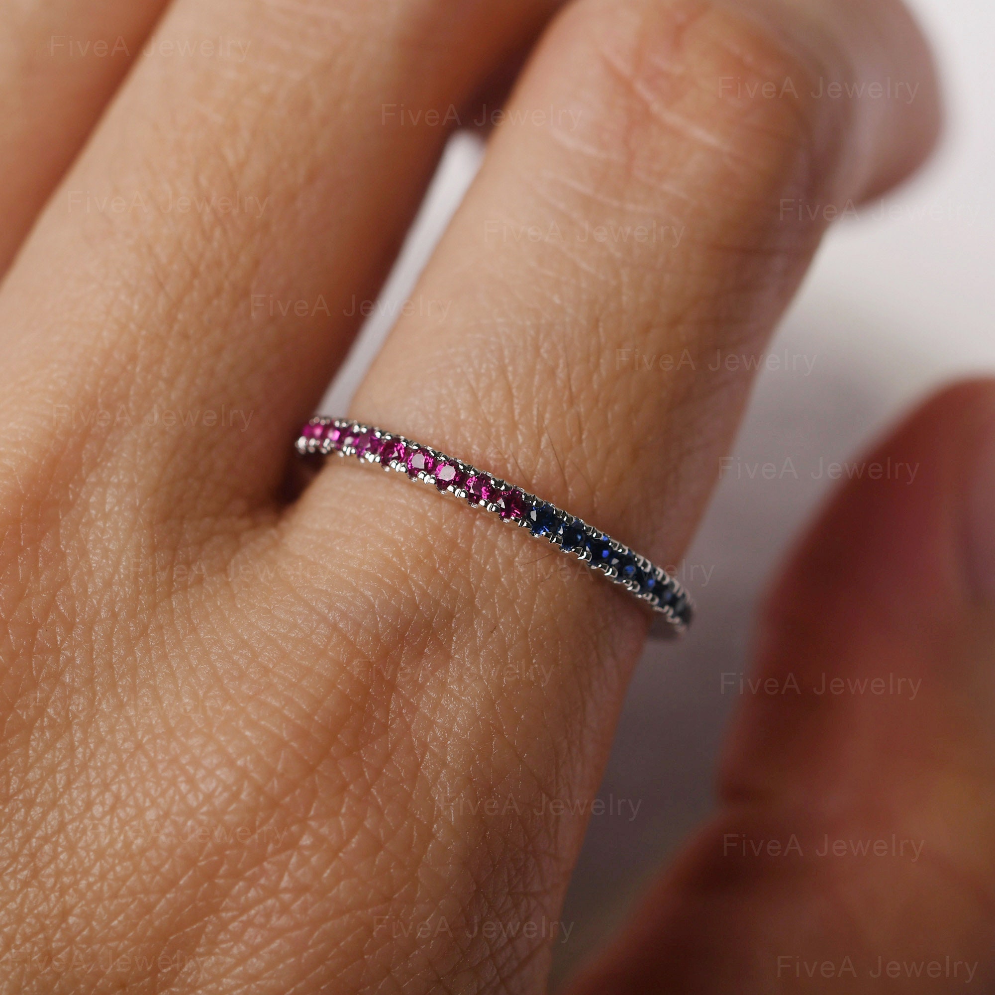 Sapphire and Ruby Stackable Ring Sterling Silver Dainty Family - Etsy