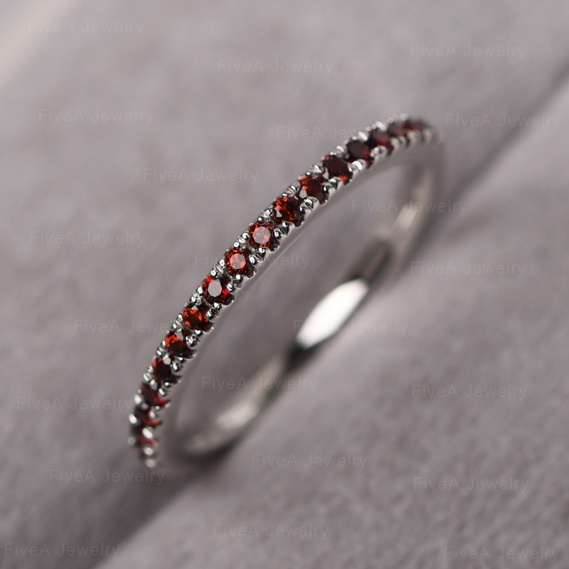 Garnet Stacking Birthstone Eternity Ring Sterling Silver Tiny - Etsy