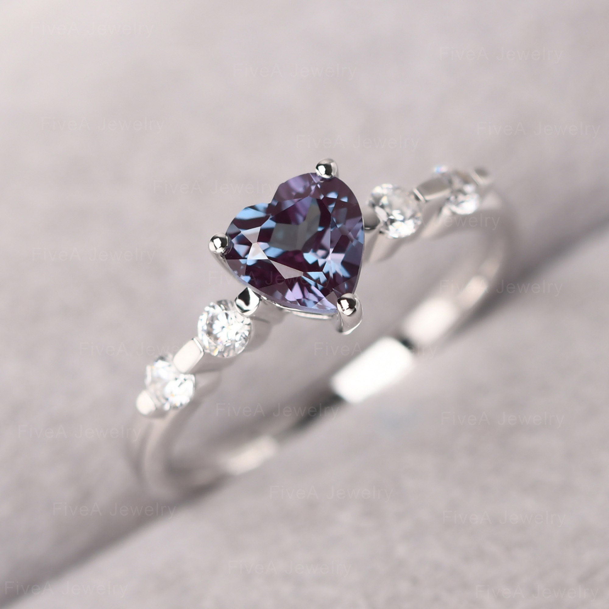 June Birthstone Heart Shaped Wedding Ring Sterling Silver - Etsy