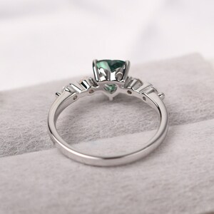 Vintage Green Sapphire Promise Ring Sterling Silver Heart - Etsy