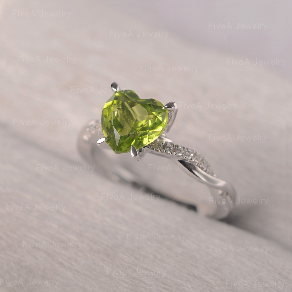 Natural Peridot Ring Heart Shaped Twisted Band Ring Love - Etsy