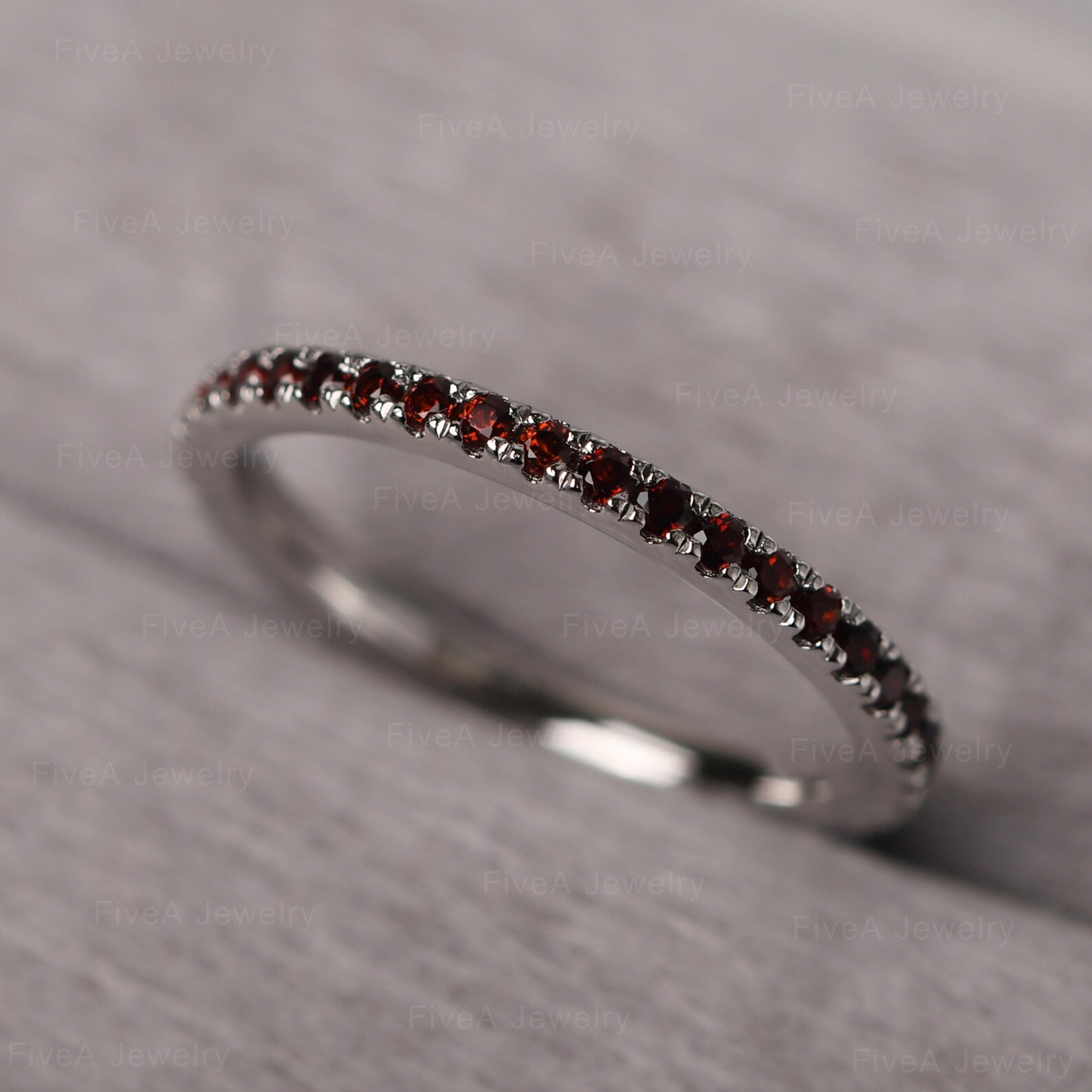 Garnet Stacking Birthstone Eternity Ring Sterling Silver Tiny - Etsy