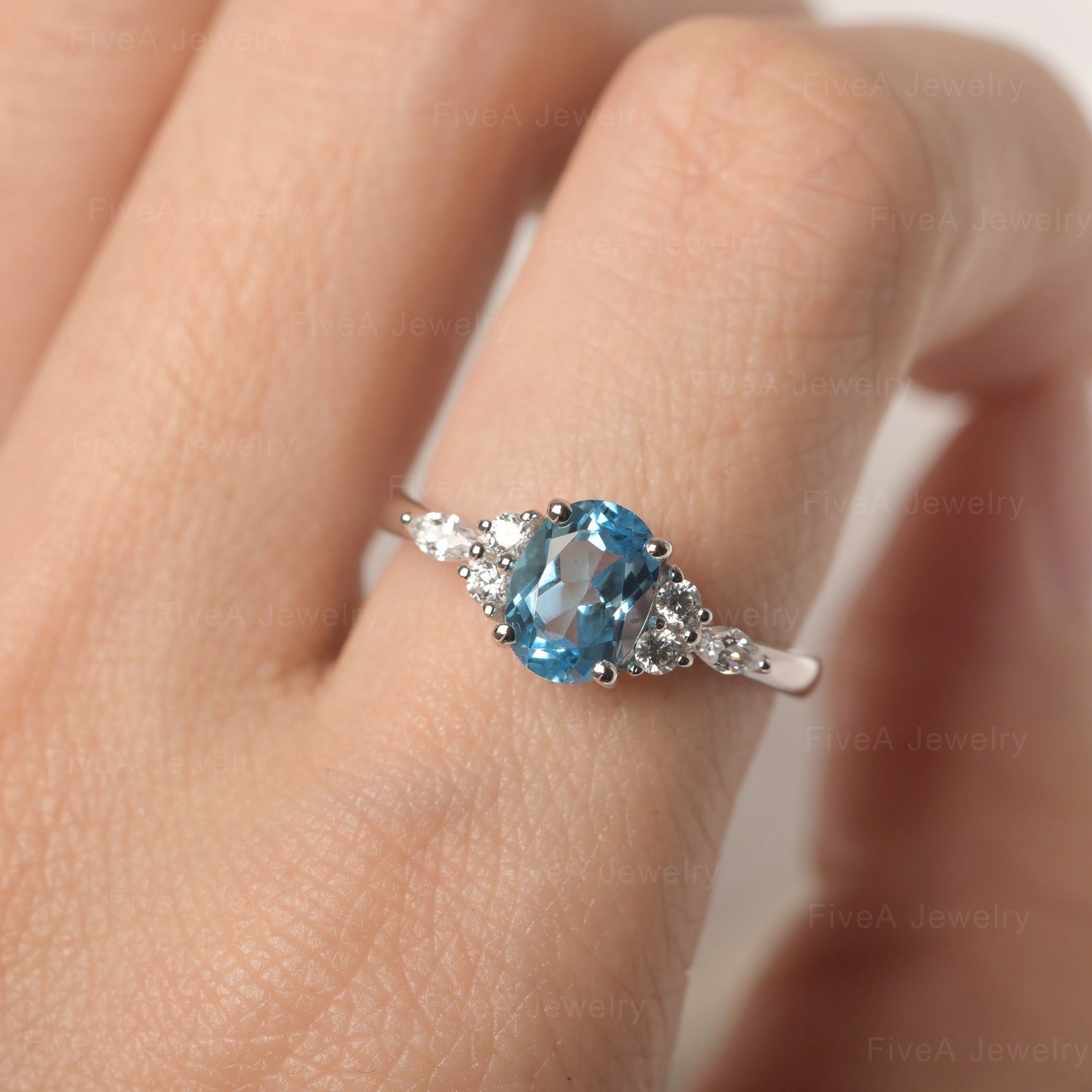 Swiss Blue Topaz Ring Oval Shaped Personalized Promise Ring - Etsy