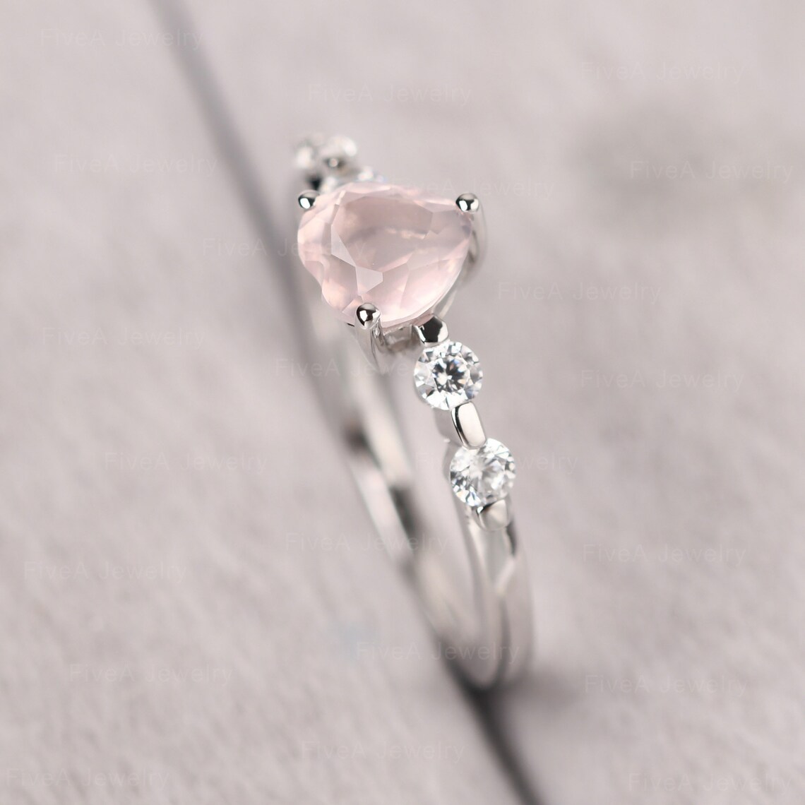 Custom Rose Quartz Proposal Ring Sterling Silver Heart Shaped - Etsy