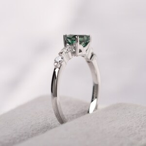 Vintage Green Sapphire Promise Ring Sterling Silver Heart - Etsy