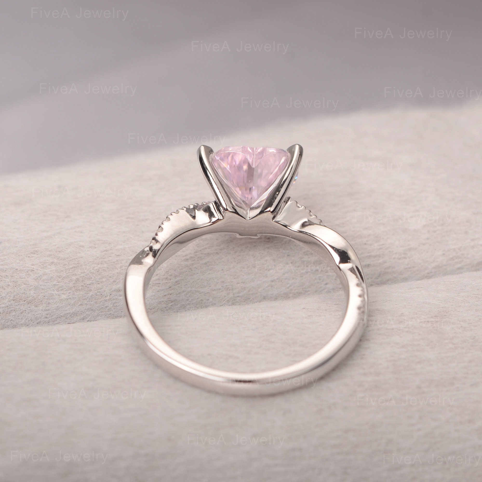 Dainty Pink Zircon Ring Heart Shaped Twisted Brand Engagement - Etsy