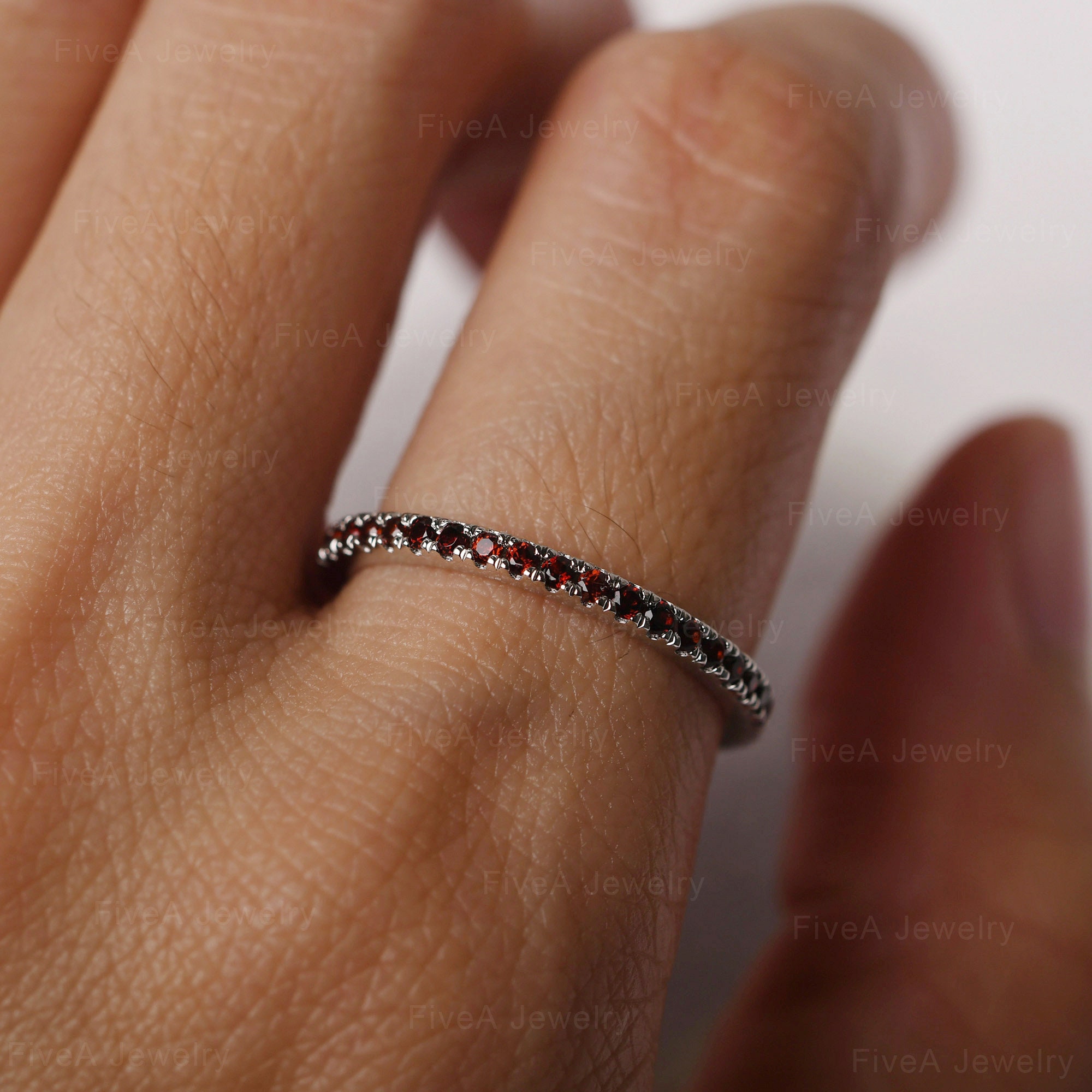 Garnet Stacking Birthstone Eternity Ring Sterling Silver Tiny - Etsy