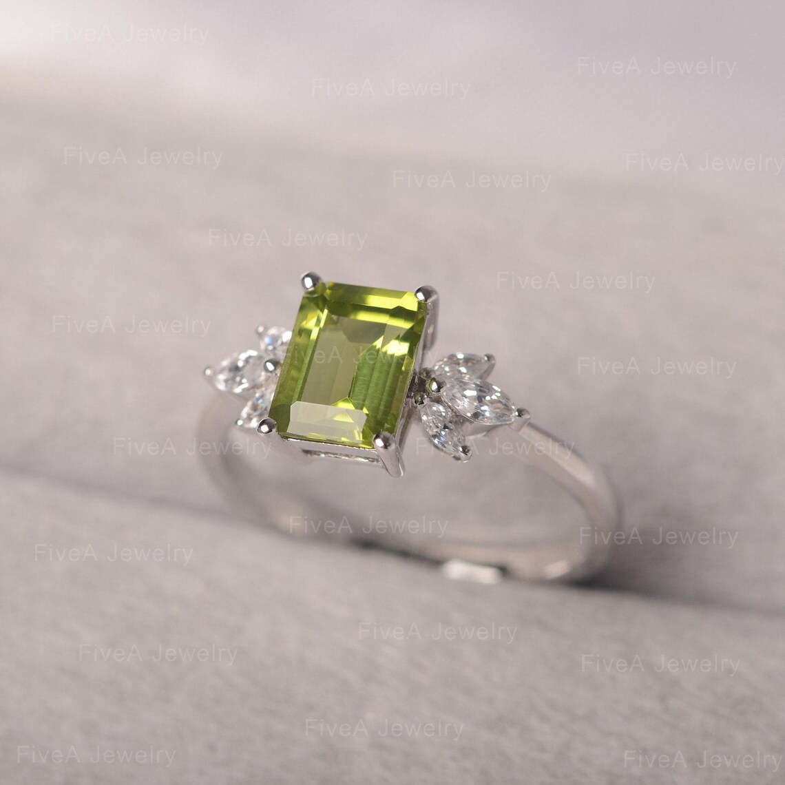 Genuine Peridot Ring August Birthstone Ring Statement Ring Rectangle ...