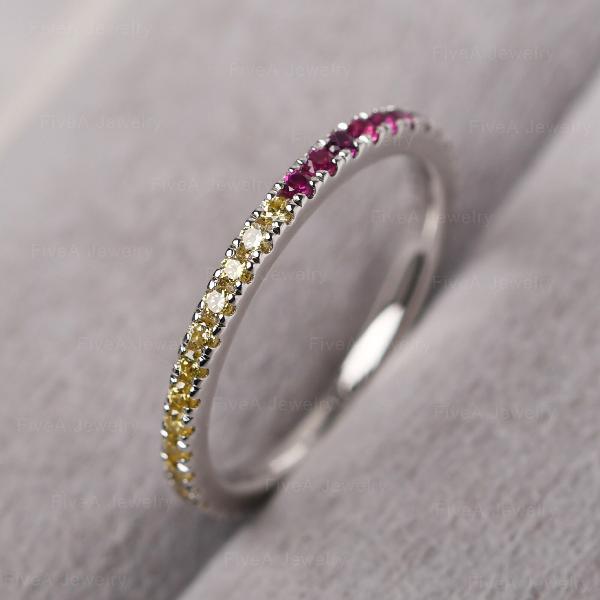 Sapphire and Ruby Stackable Ring Sterling Silver Dainty Family - Etsy