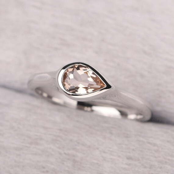 Morganite Signet Ring Pear Shaped Minimalist Pink Morganite - Etsy