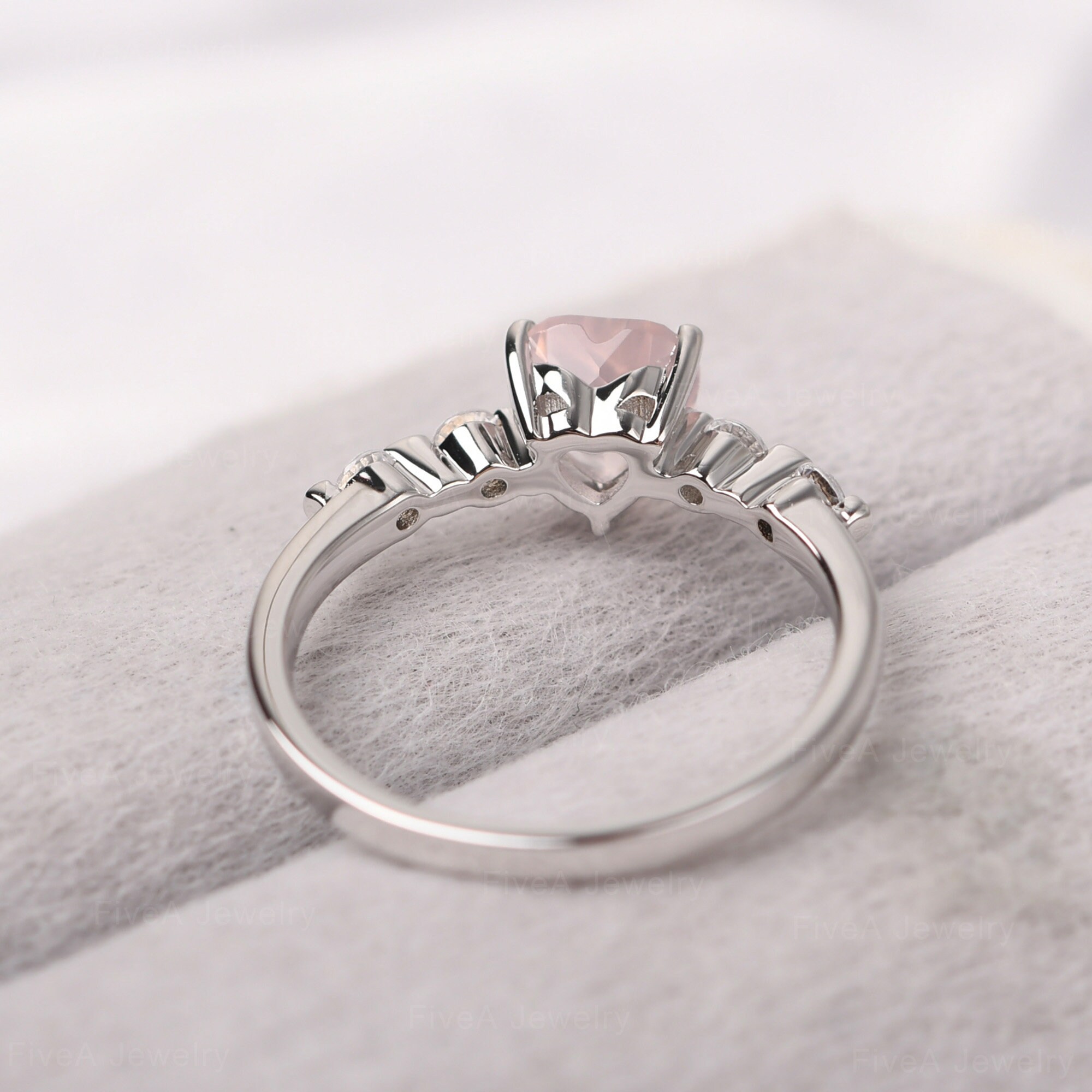 Custom Rose Quartz Proposal Ring Sterling Silver Heart Shaped - Etsy