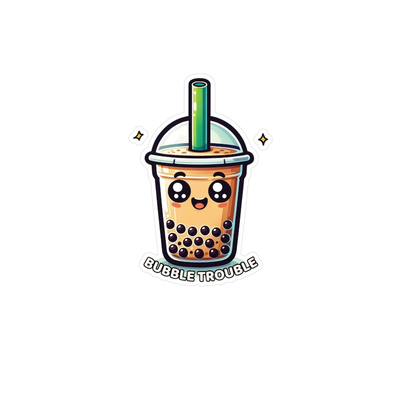 Bubble Trouble Bubble Bobba Tea Sticker Vinyl Die Cut Bubble Tea Kawaii ...