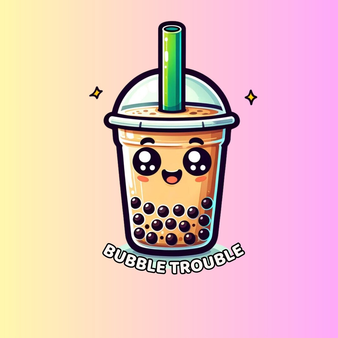 Bubble Trouble Bubble Bobba Tea Sticker Vinyl Die Cut Bubble Tea Kawaii ...