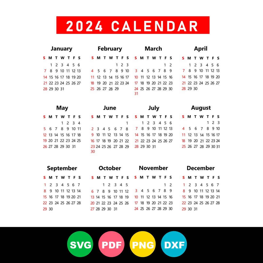 Printable Calendar 2024 Instant Downloads Design EPS /2024 Calendar ...