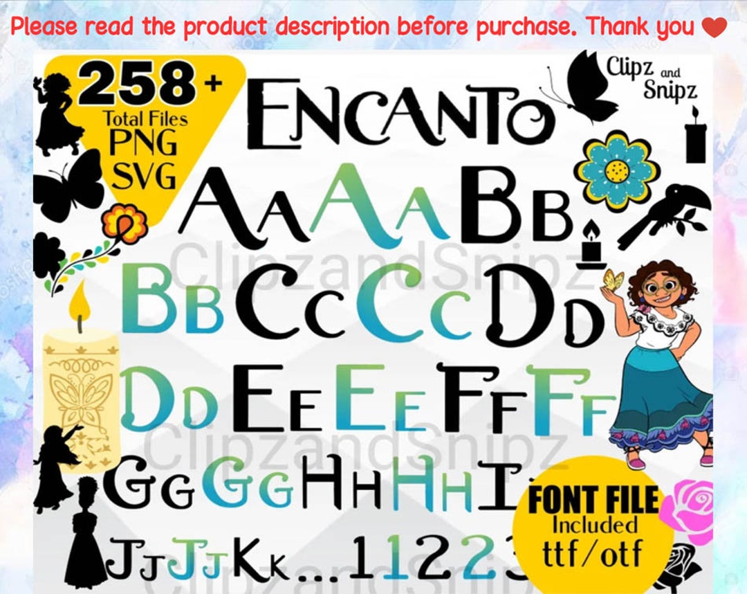 Encanto Alphabet Svg Encanto Font Svg Encanto Numbers Svg - Etsy