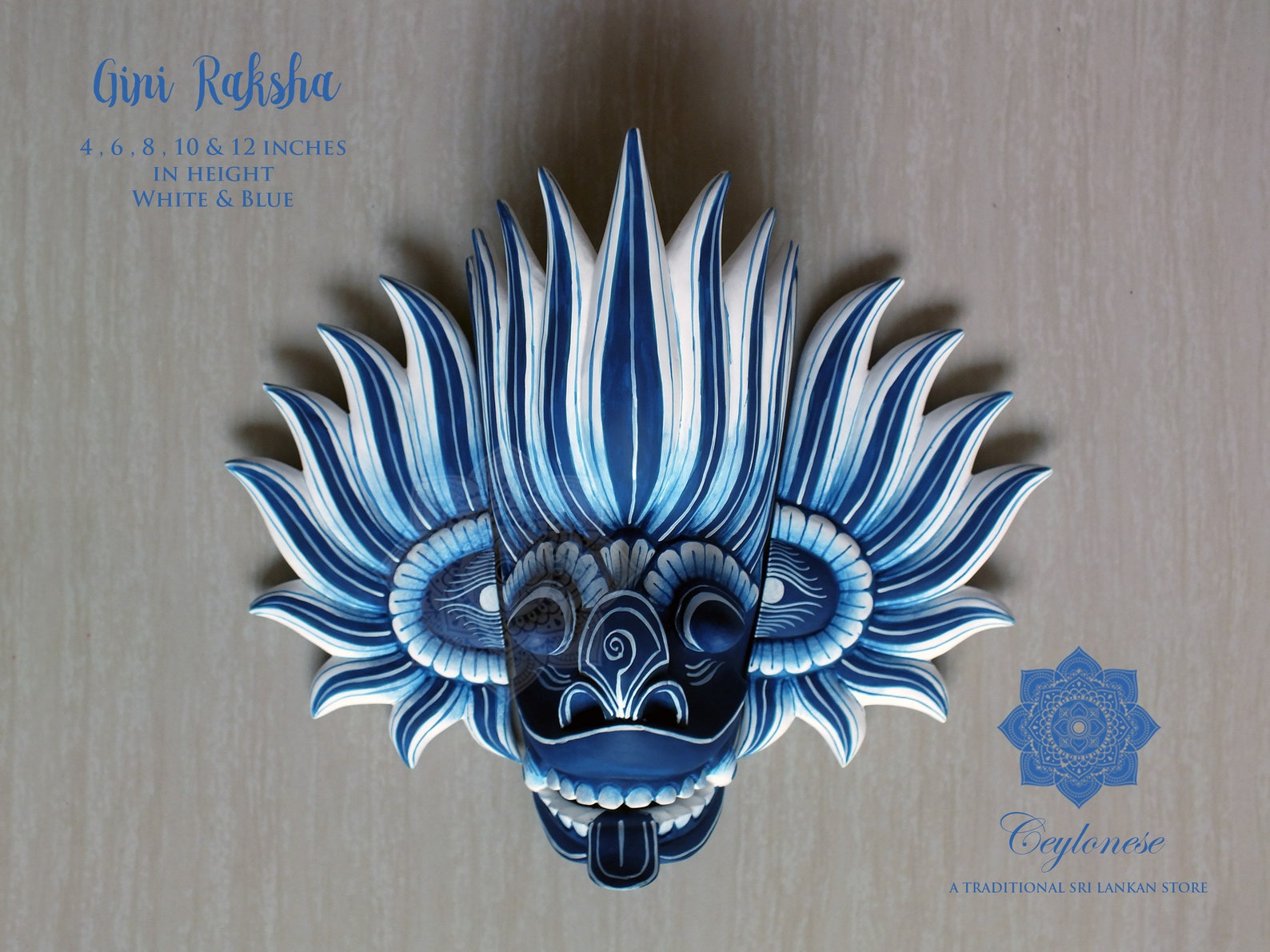 Ceylonese Wooden Hand Carved Traditional Gini Raksha fire | Etsy