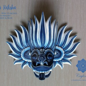 Ceylonese Wooden Hand Carved Traditional Gini Raksha fire Demon Mask ...