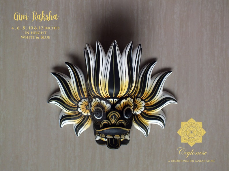 Ceylonese Wooden Hand Carved Traditional Gini Raksha fire | Etsy