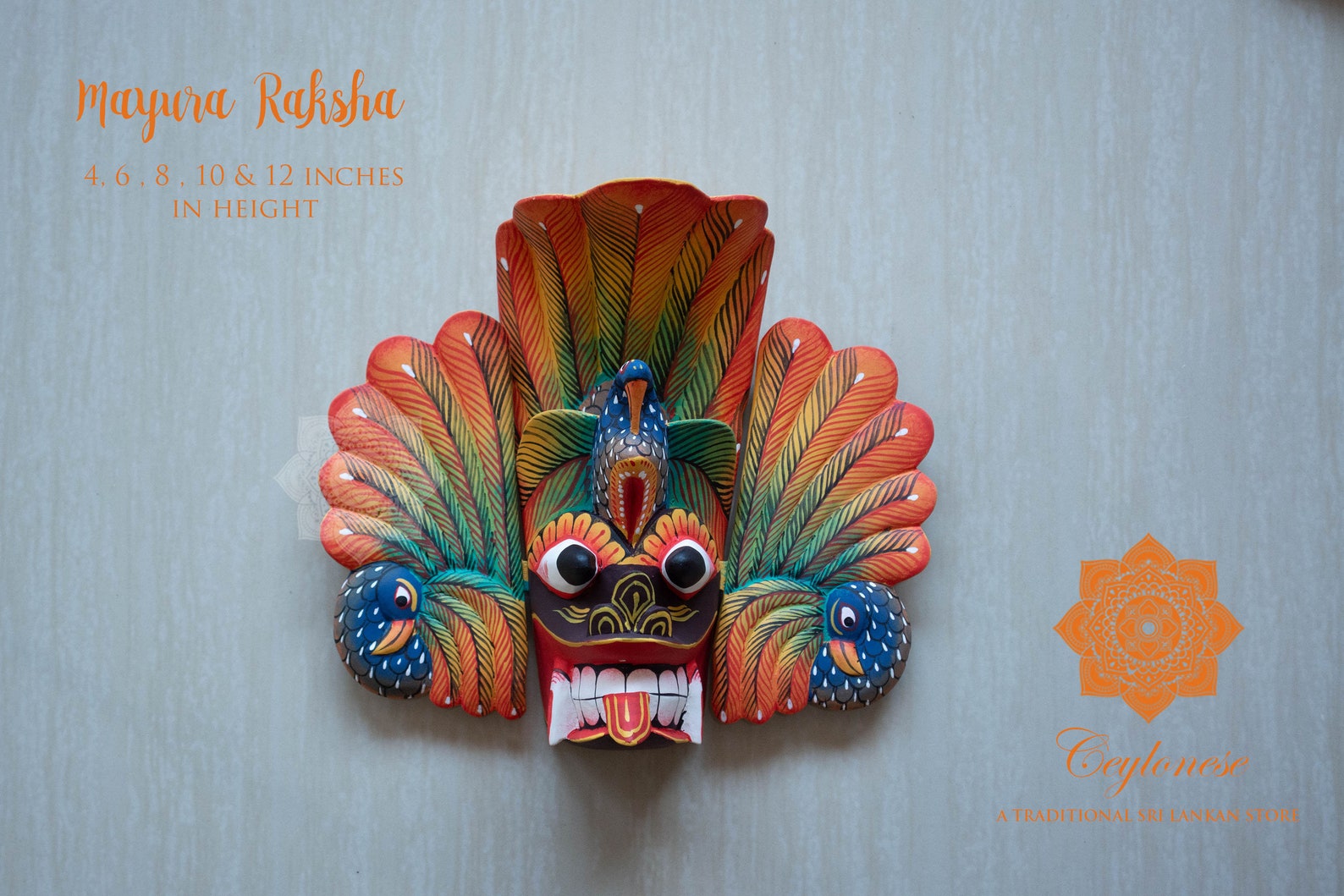 Sri Lankan Wooden Hand Carved Traditional Mayura Raksha | Etsy