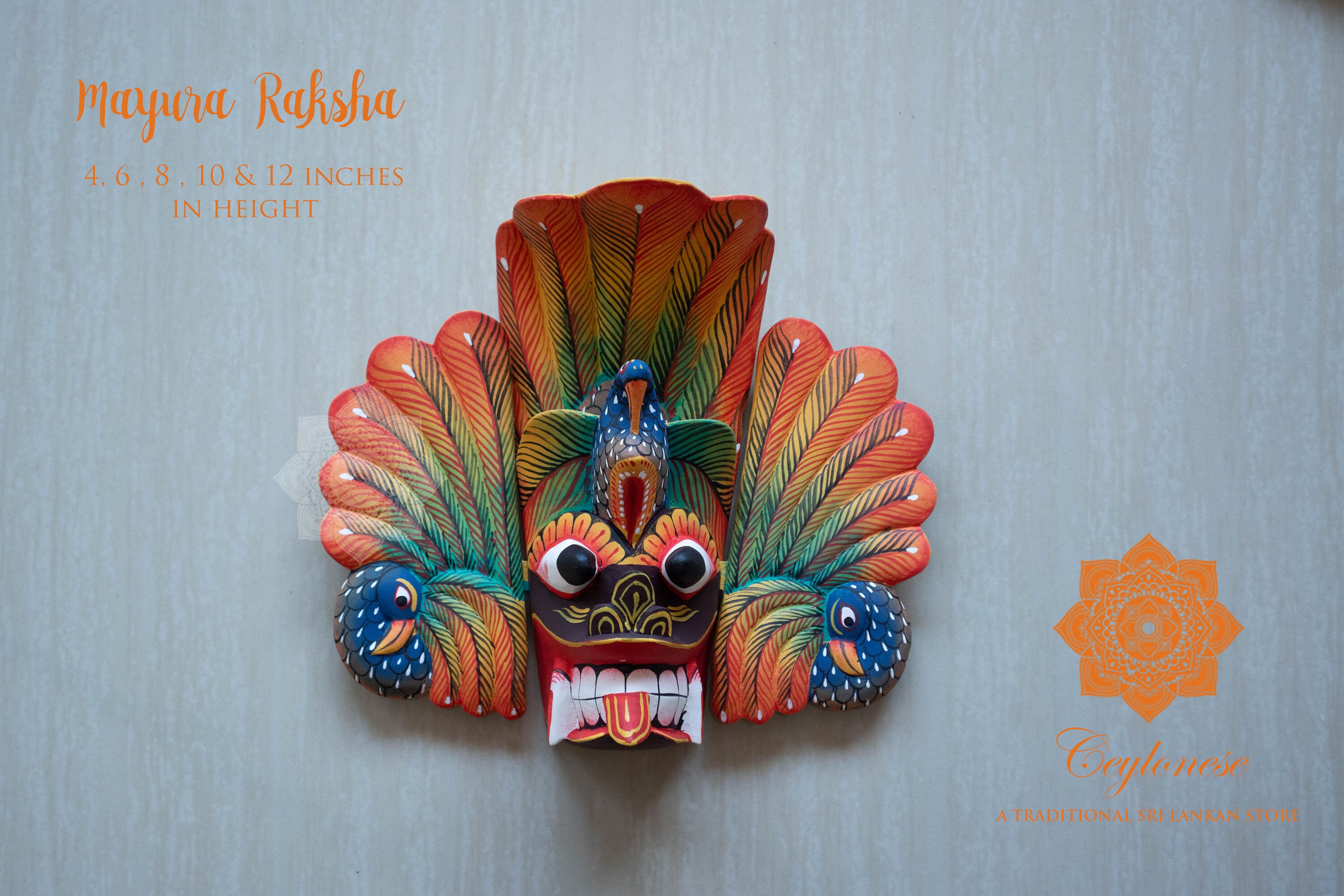 Sri Lankan Wooden Hand Carved Traditional Mayura Raksha | Etsy