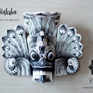 Sri Lankan Wooden Hand Carved Traditional Mayura Raksha peacock Devil ...
