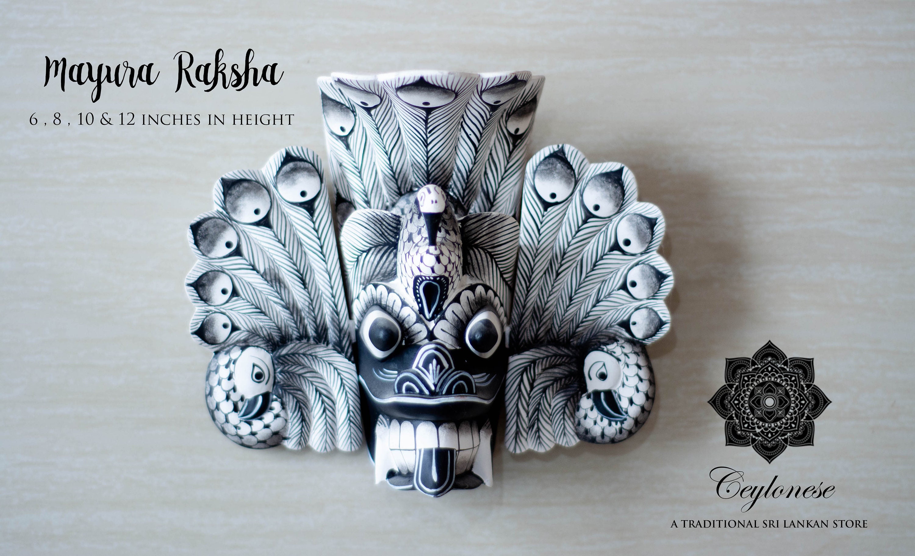 Sri Lankan Wooden Hand Carved Traditional Mayura Raksha | Etsy