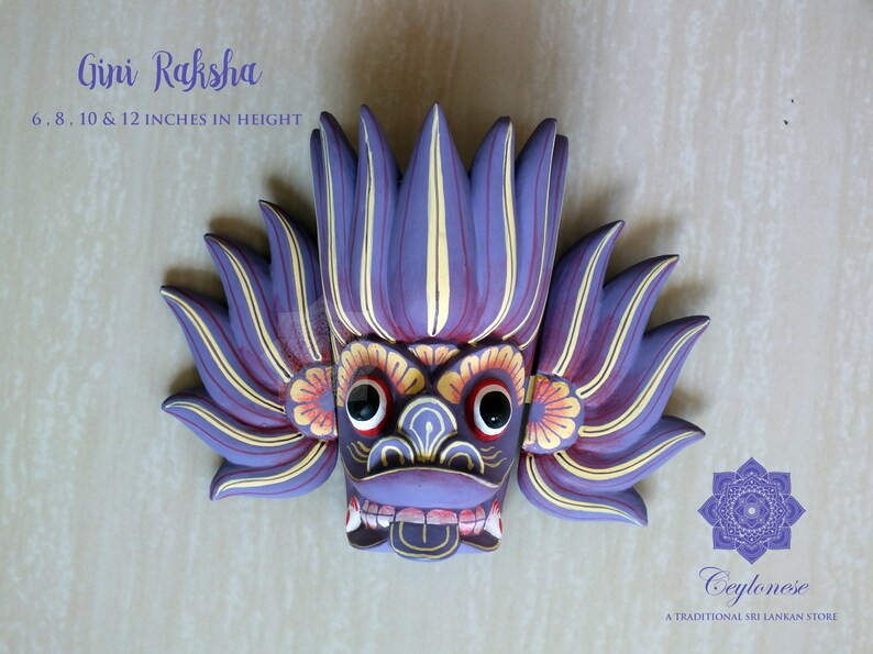 Ceylonese Wooden Hand Carved Traditional Gini Raksha fire | Etsy