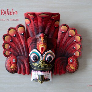 Sri Lankan Wooden Hand Carved Traditional Mayura Raksha peacock Devil ...