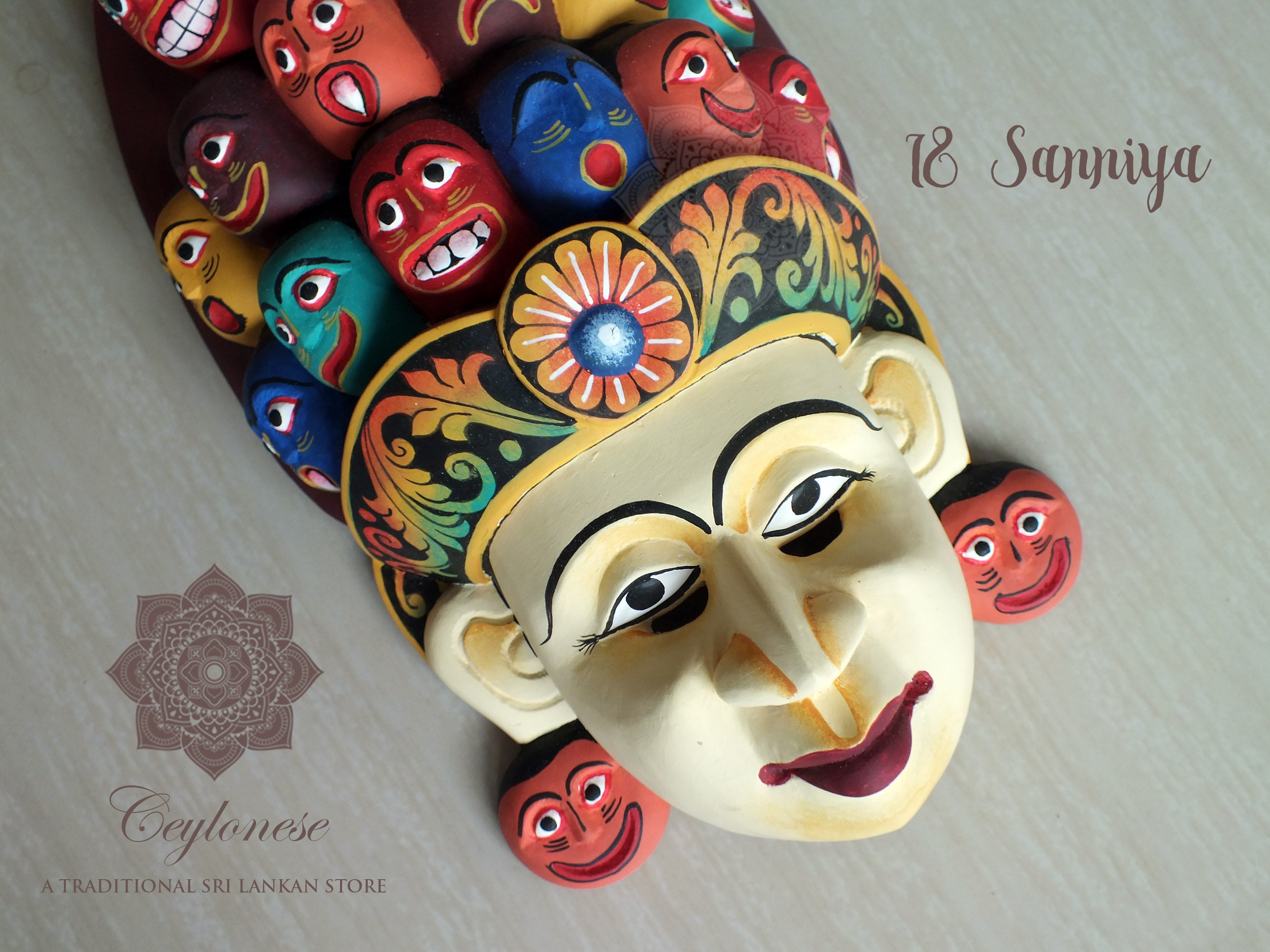 Wooden Handmade Carved Sri Lankan 18 Sanniya Special Mask - Etsy