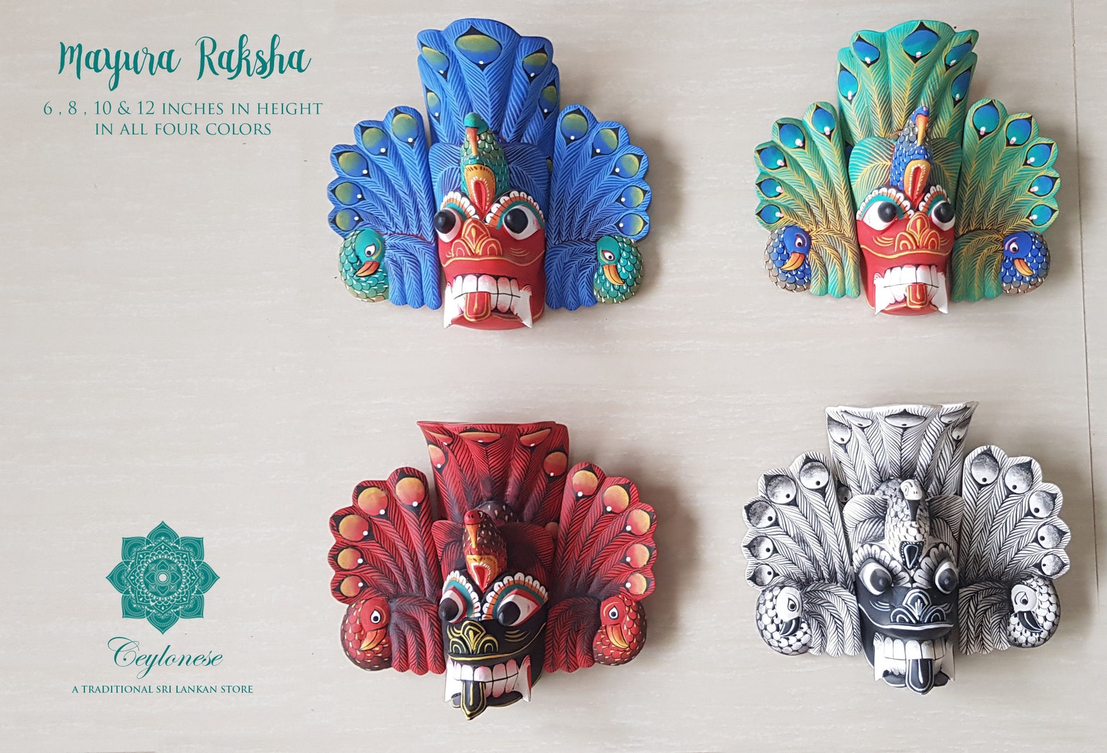 Sri Lankan Wooden Hand Carved Traditional Mayura Raksha - Etsy