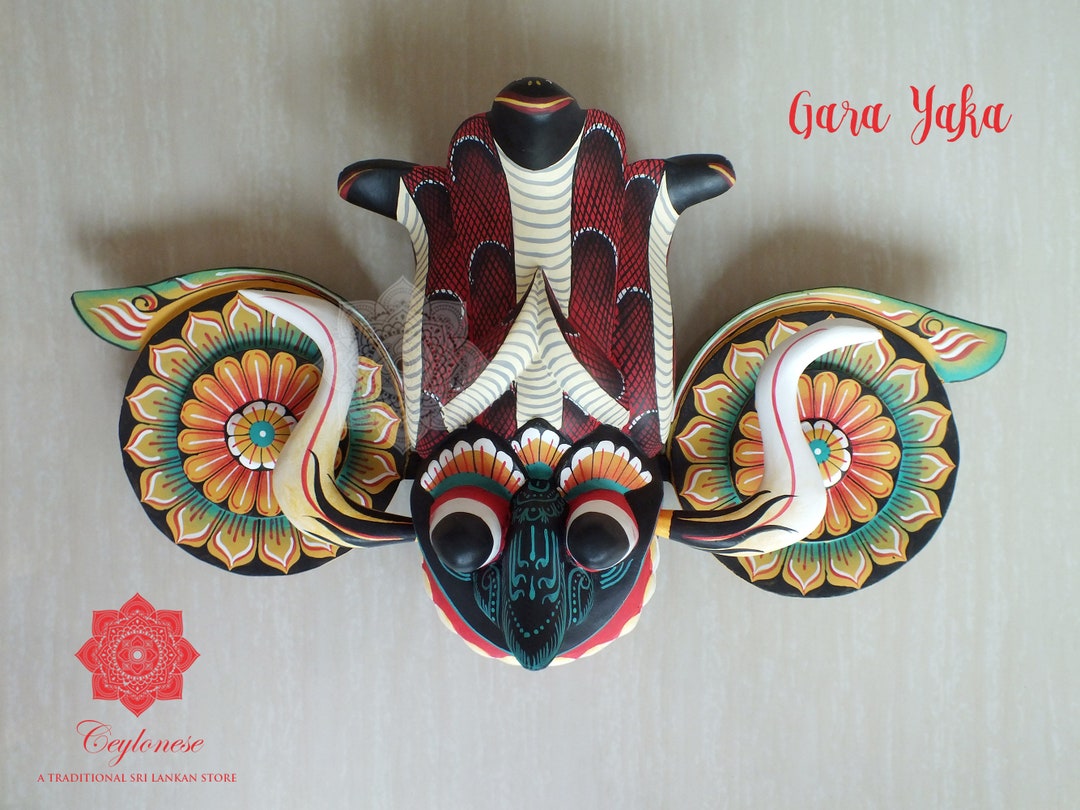 Sri Lankan Wooden Hand Carved Traditional Gara Yaka /demon Mask Premium ...