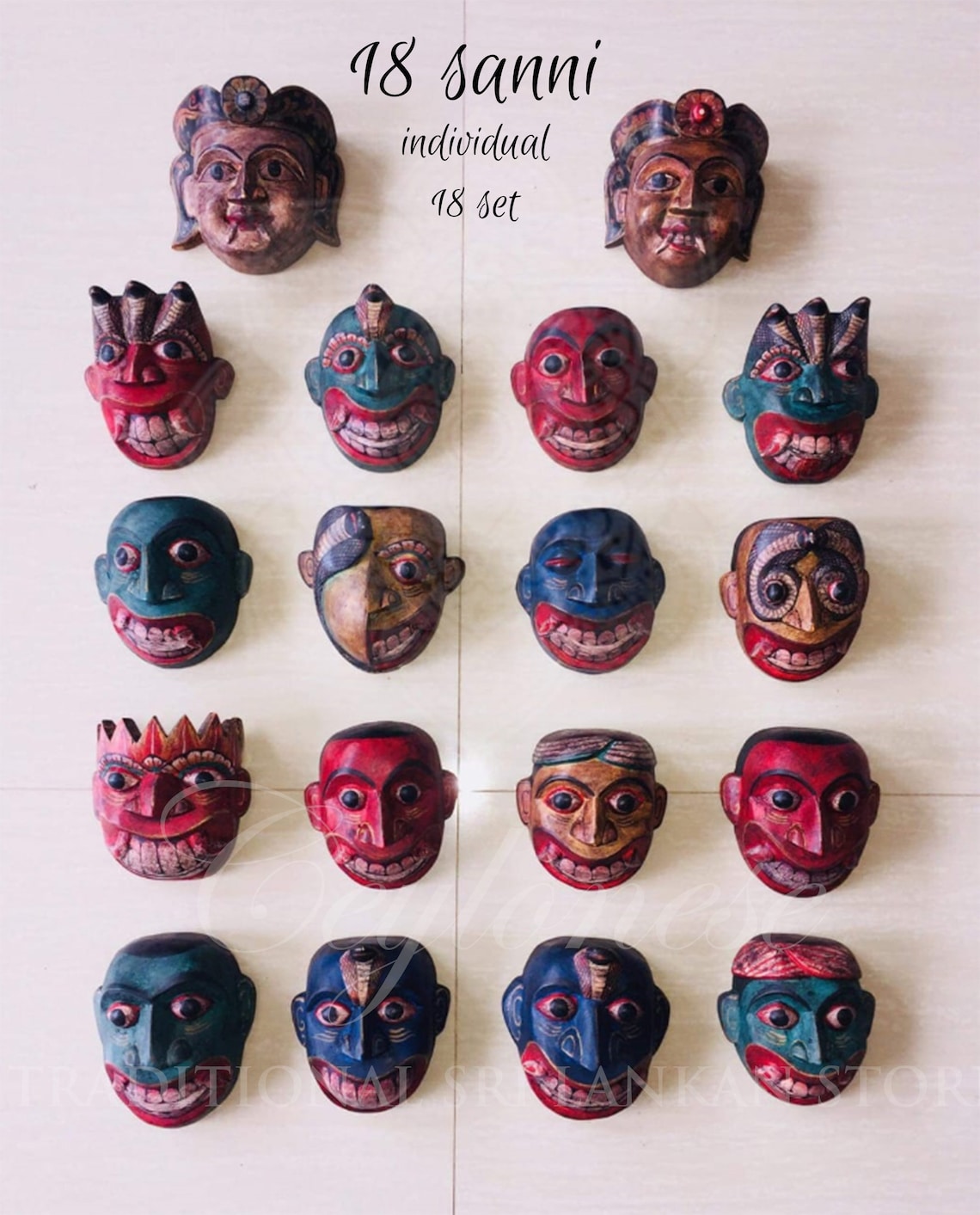 Wooden Handmade Carved Sri Lankan Traditional 18 Sanniya Mask | Etsy