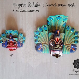 Sri Lankan Wooden Hand Carved Traditional Mayura Raksha peacock Devil ...