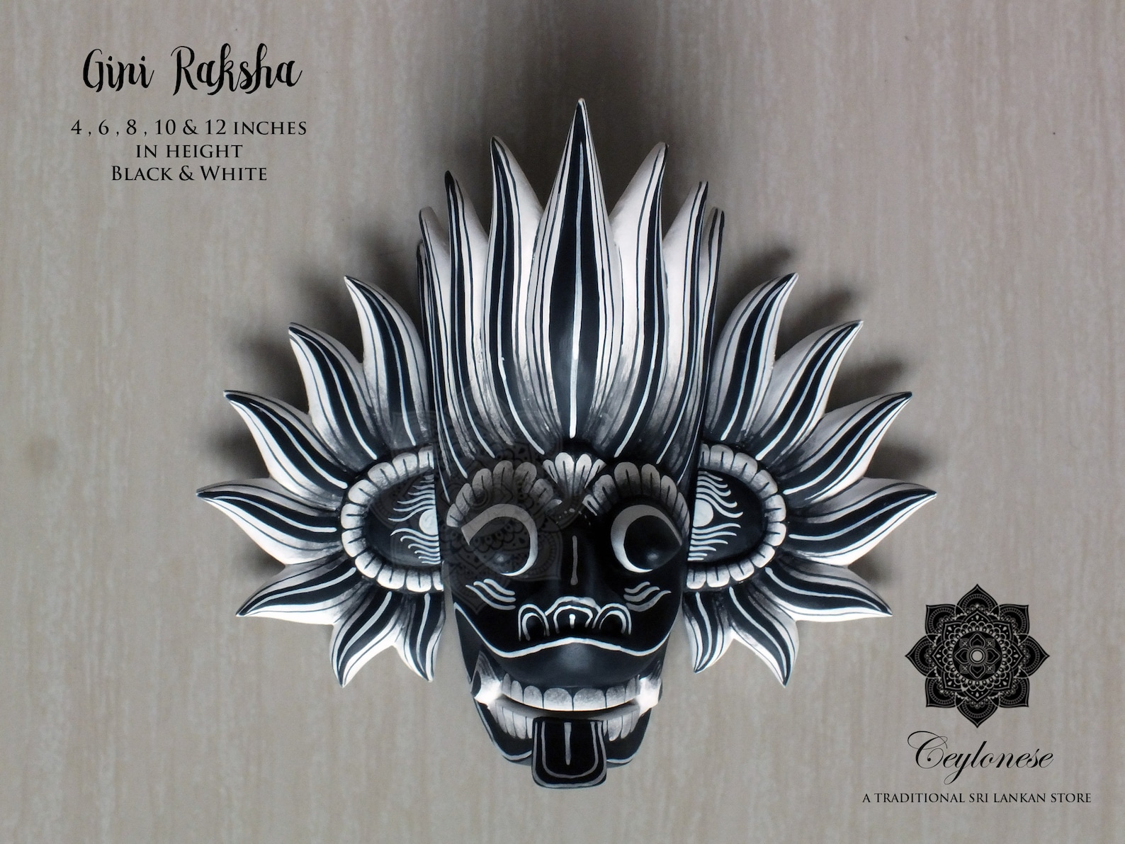 Ceylonese Wooden Hand Carved Traditional Gini Raksha fire | Etsy