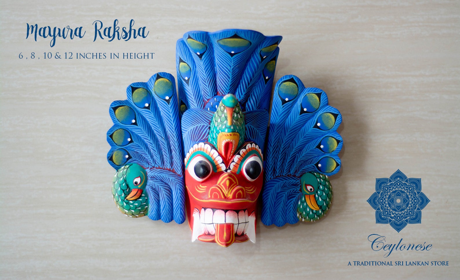 Sri Lankan Wooden Hand Carved Traditional Mayura Raksha | Etsy