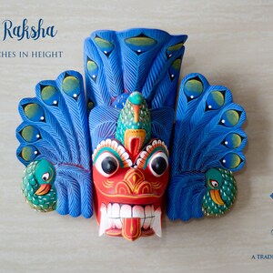 Sri Lankan Wooden Hand Carved Traditional Mayura Raksha peacock Devil ...