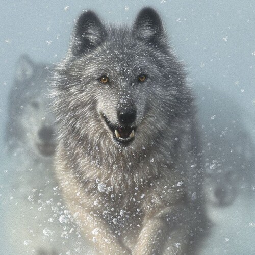 Running Wolves Painting Wolf Art Print Wolf Pack Wildlife - Etsy