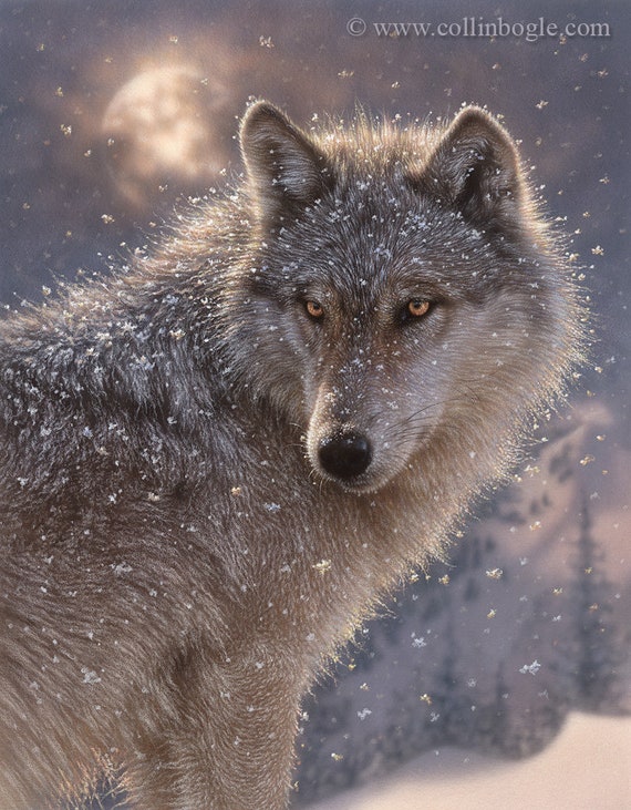 Wolf Art Print Wolf Painting Lone Wolf Winter Wolf Snow - Etsy