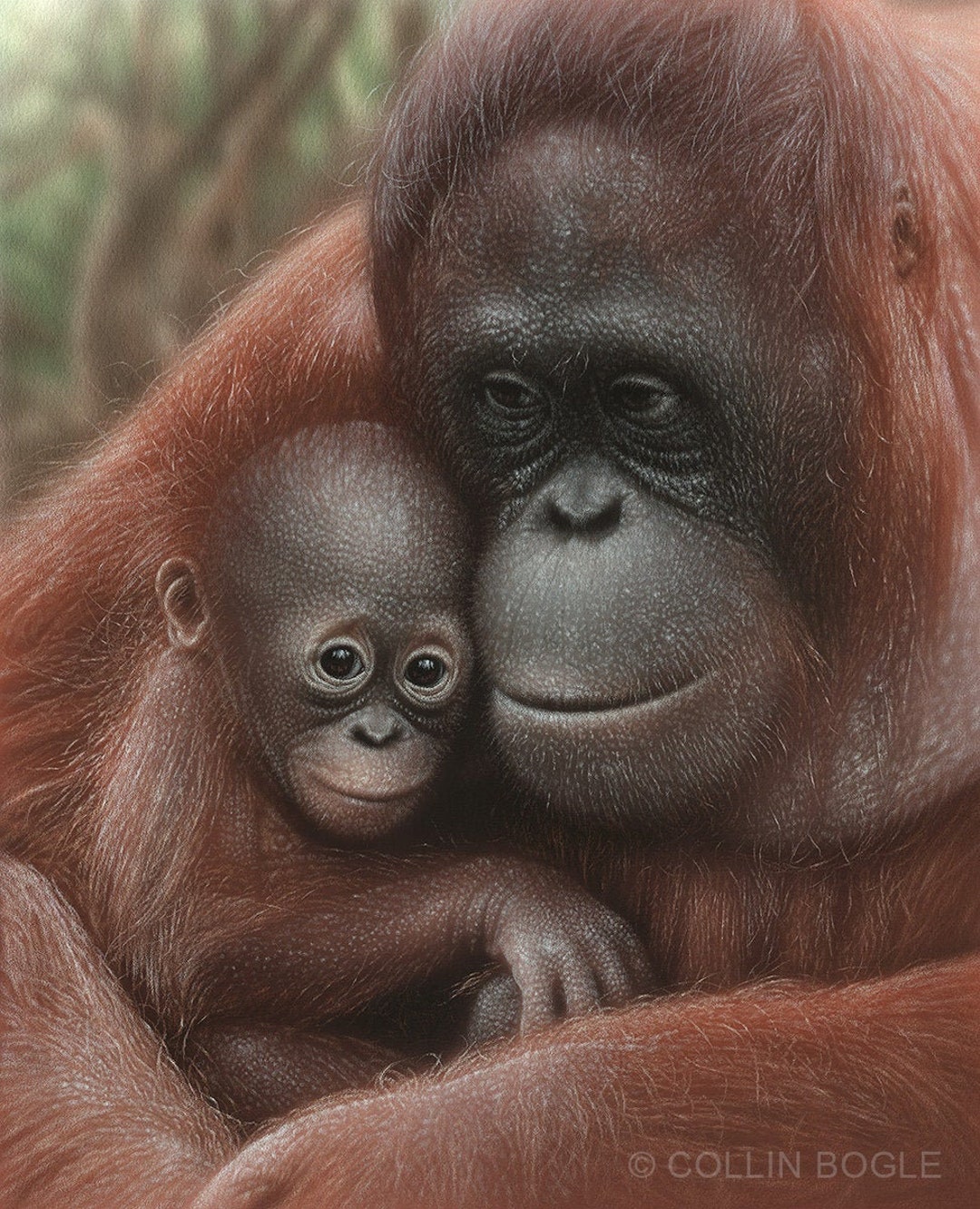 Orangutan Painting, Orangutan Art, Mother & Baby, Nursery Wall Art ...