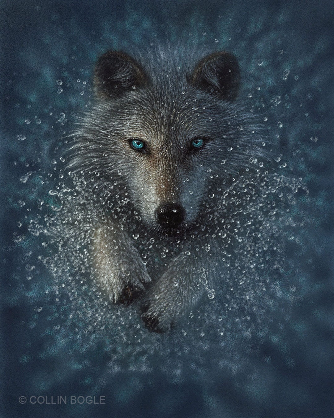 Wolf Art Print, Running Wolf Painting, Wildlife Art, Animal Portrait ...