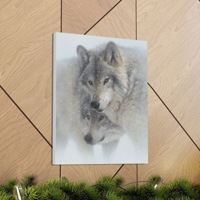 Wolf Wall Art, Wolf Love Painting, Affectionate Wolves Print, Wildlife ...