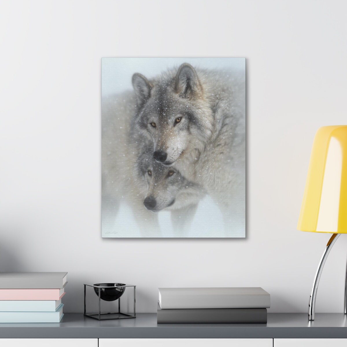 Wolf Wall Art, Wolf Love Painting, Affectionate Wolves Print, Wildlife ...