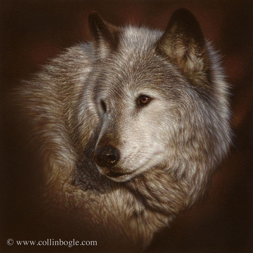 Grey Wolf Portrait, Wolf Painting, Wildlife Print, Animal Portrait ...