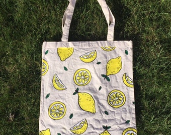 Lemon Print Tote Bag | Etsy