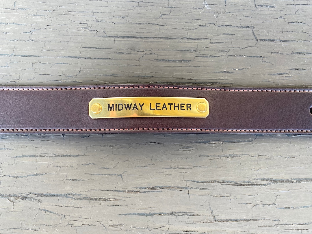 Genuine Leather Belt With Personalized Brass Nameplate - Etsy