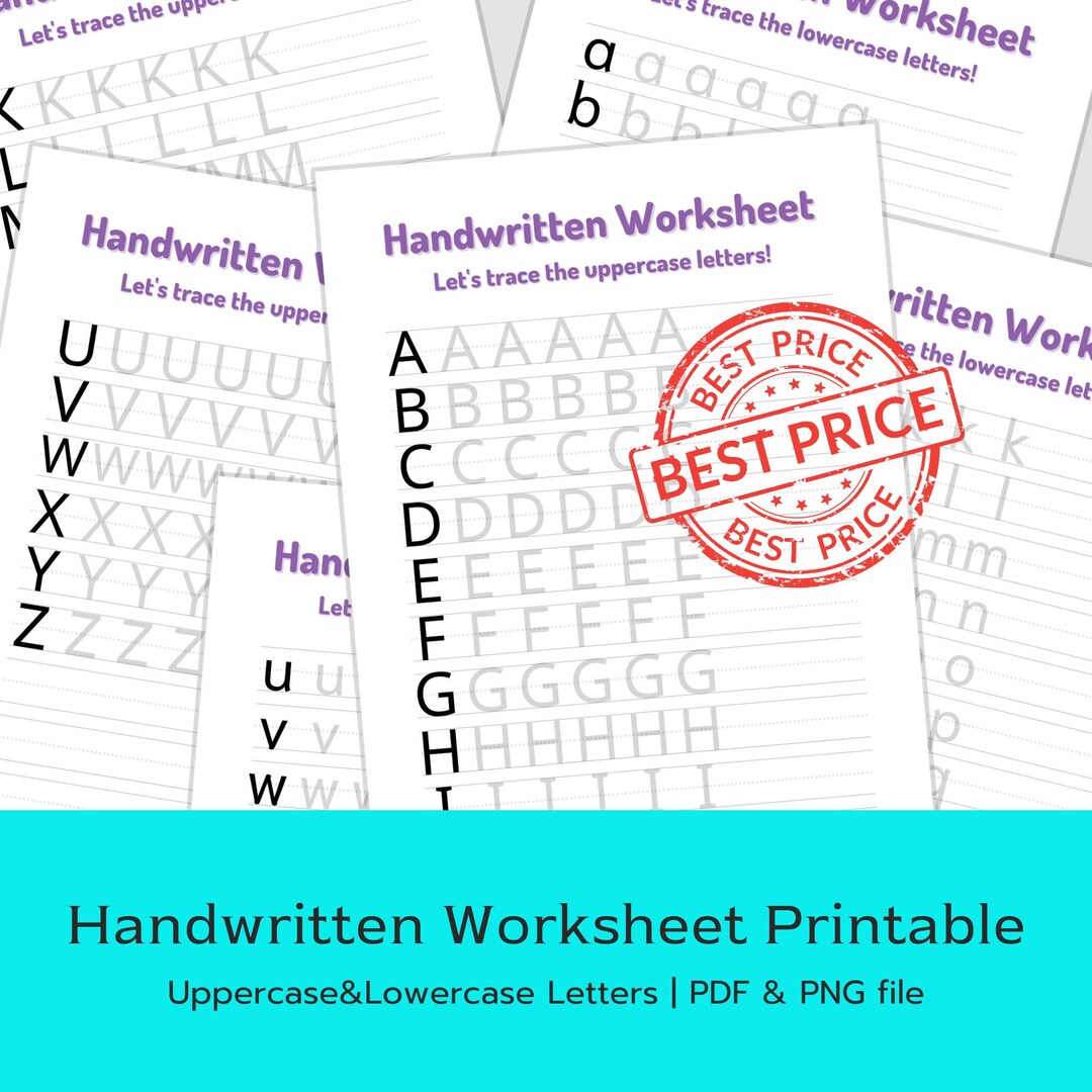 Handwritten Scribble Worksheets 6 Pages, Hand Lettering Alphabet ABC ...